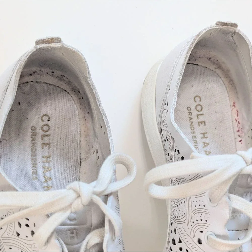 Cole Haan | Shoes | Cole Haan White Womens Lasercut Laceup Sneaker Zero ...